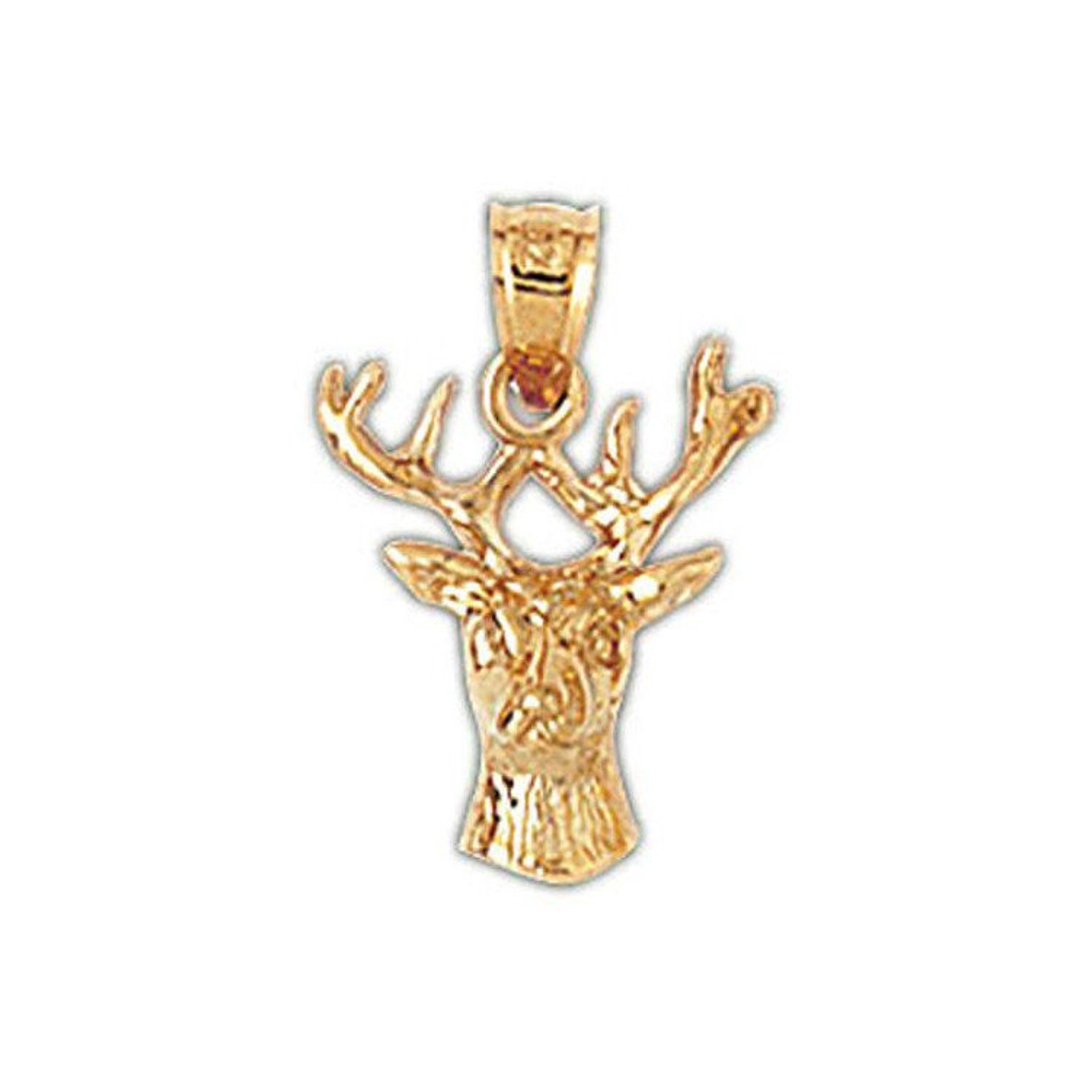 14k Solid Yellow Gold Deer Charm Animal Elk Pendant - Etsy