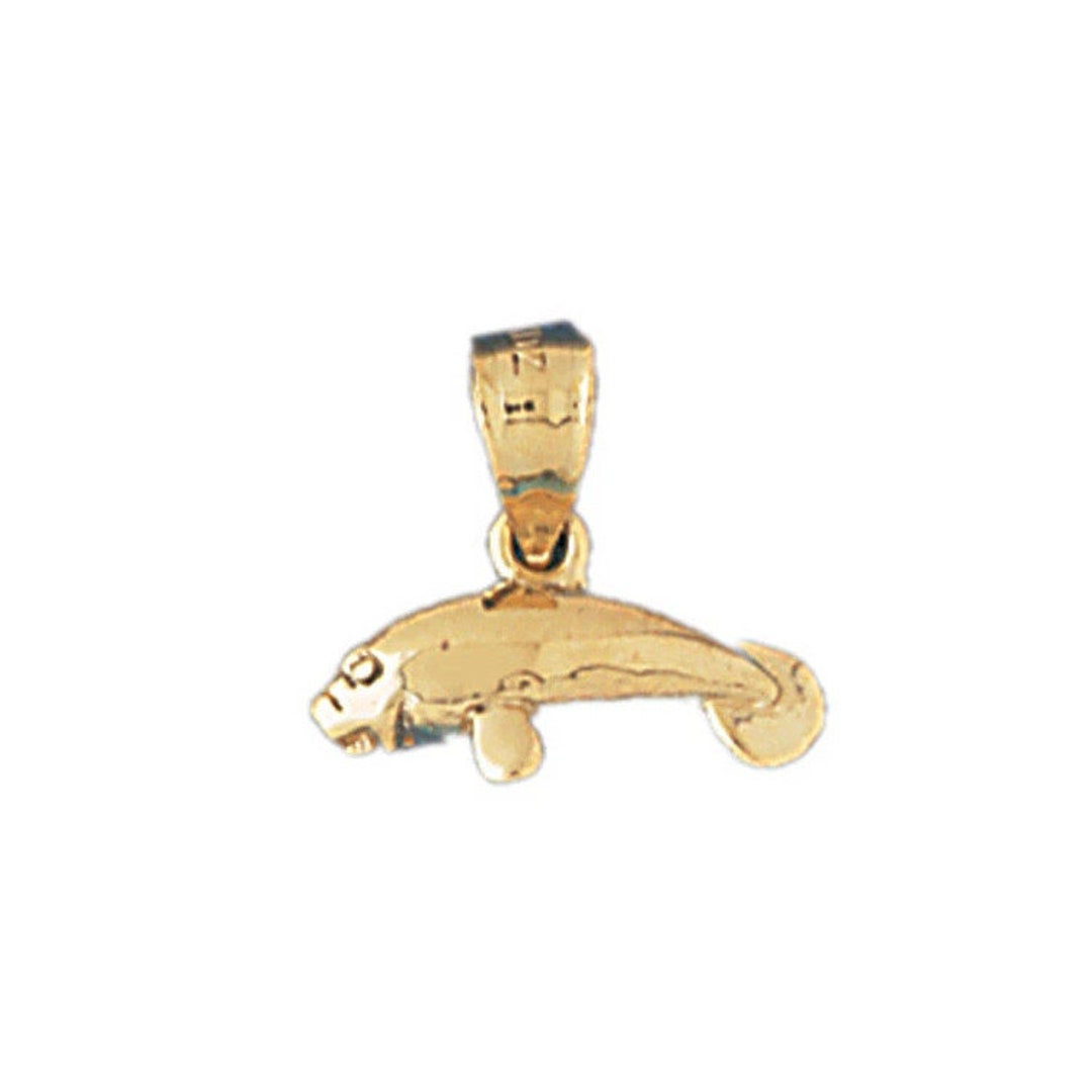 14k Solid Yellow Gold Manatee Nautical Charm Pendant - Etsy
