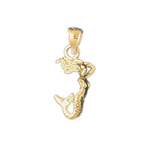 14k Solid Yellow Gold Mermaid Nautical Charm Fish Pendant - Etsy