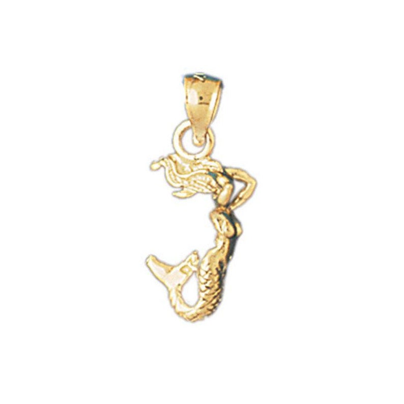 14k Solid Yellow Gold Mermaid Nautical Charm Fish Pendant - Etsy