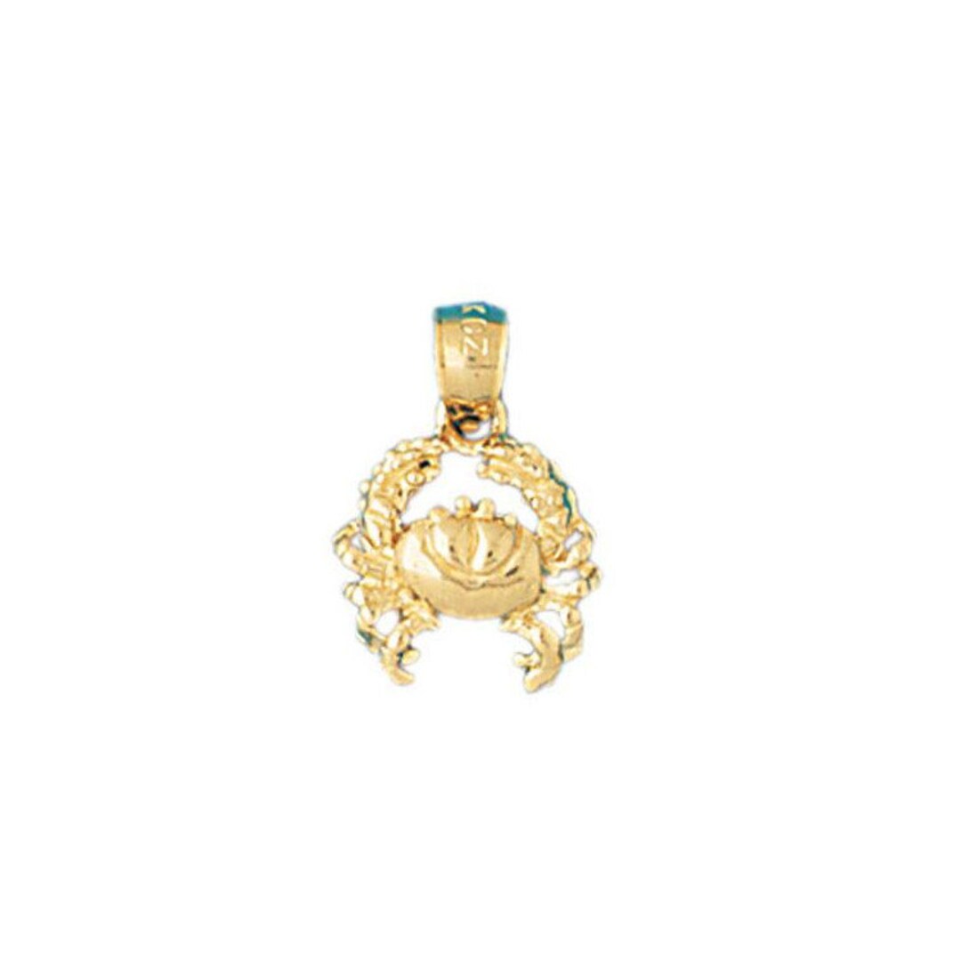 14k Solid Yellow Gold Crab Pendant Nautical Charm - Etsy