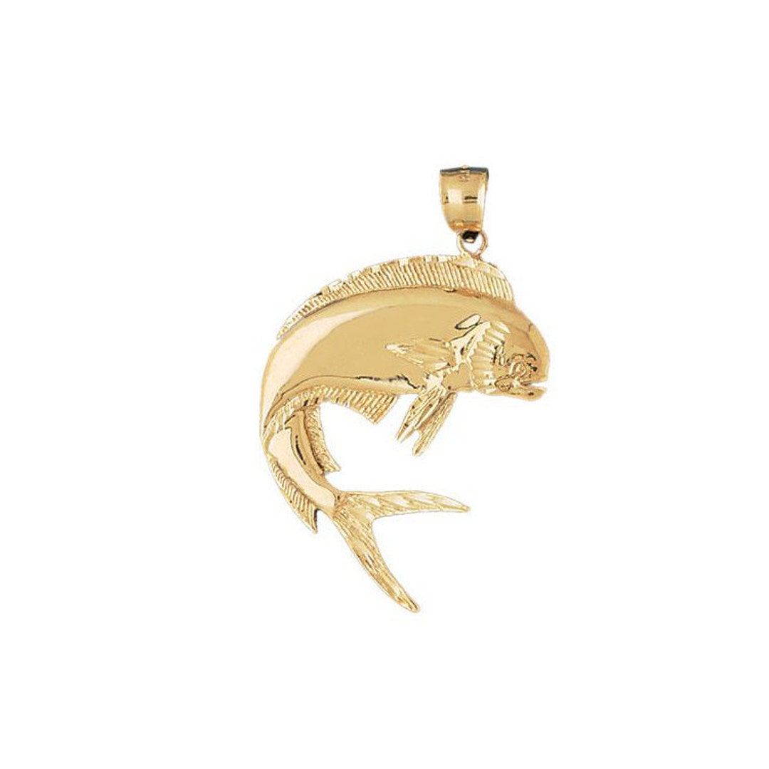 14k Solid Yellow Gold Mahi Mahi Nautical Charm Fish Pendant - Etsy