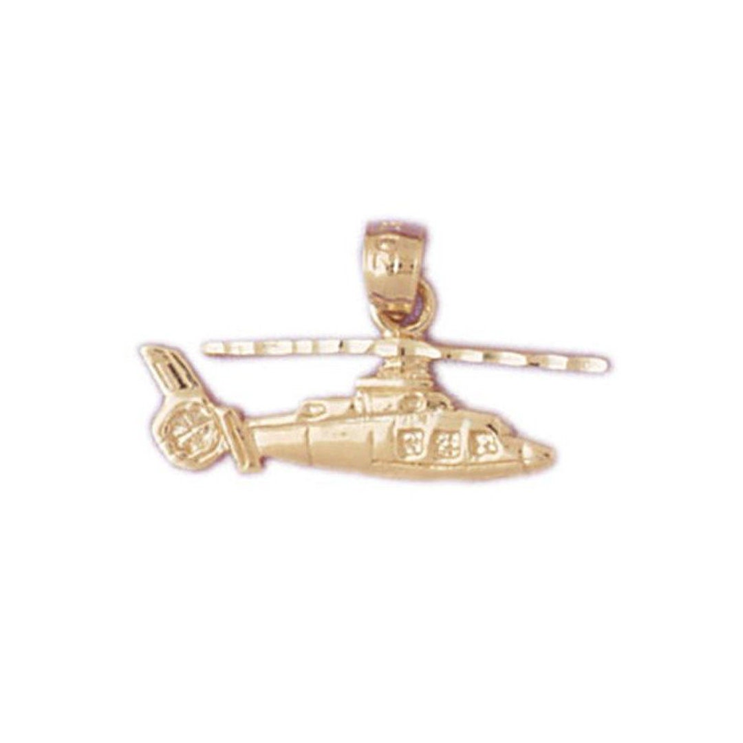 14k Solid Yellow Gold Helicopter Charm Military Army Pendant Gift - Etsy