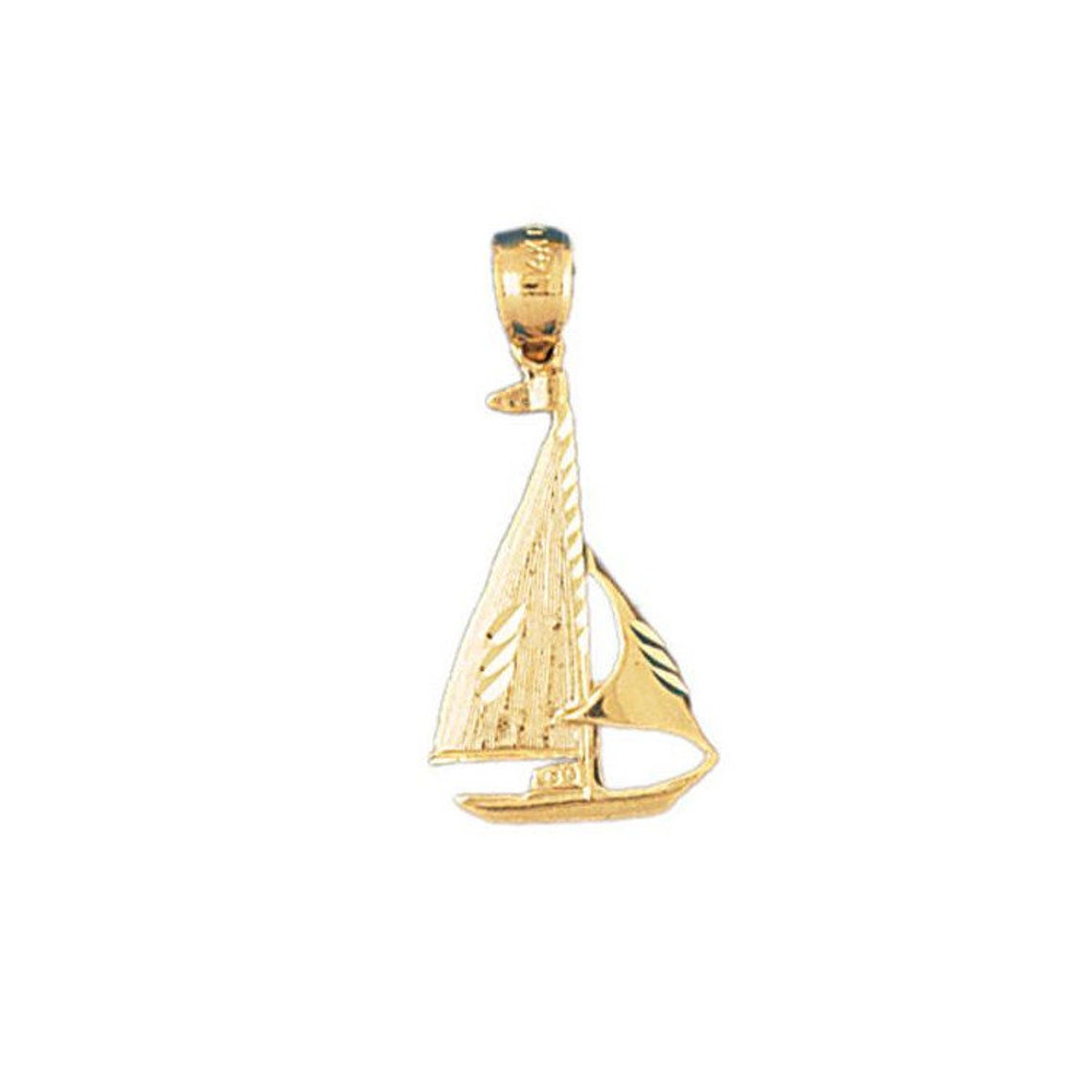 14k Yellow Gold Sailboat Charm Nautical Pendant Gift - Etsy