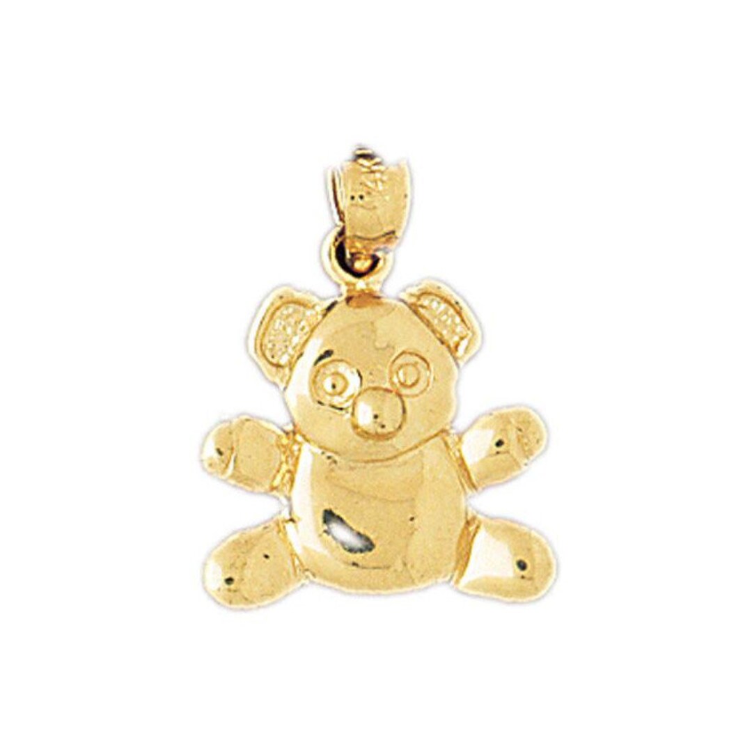 14k Solid Yellow Gold Teddy Bear Charm Animal Baby Bear Pendant - Etsy