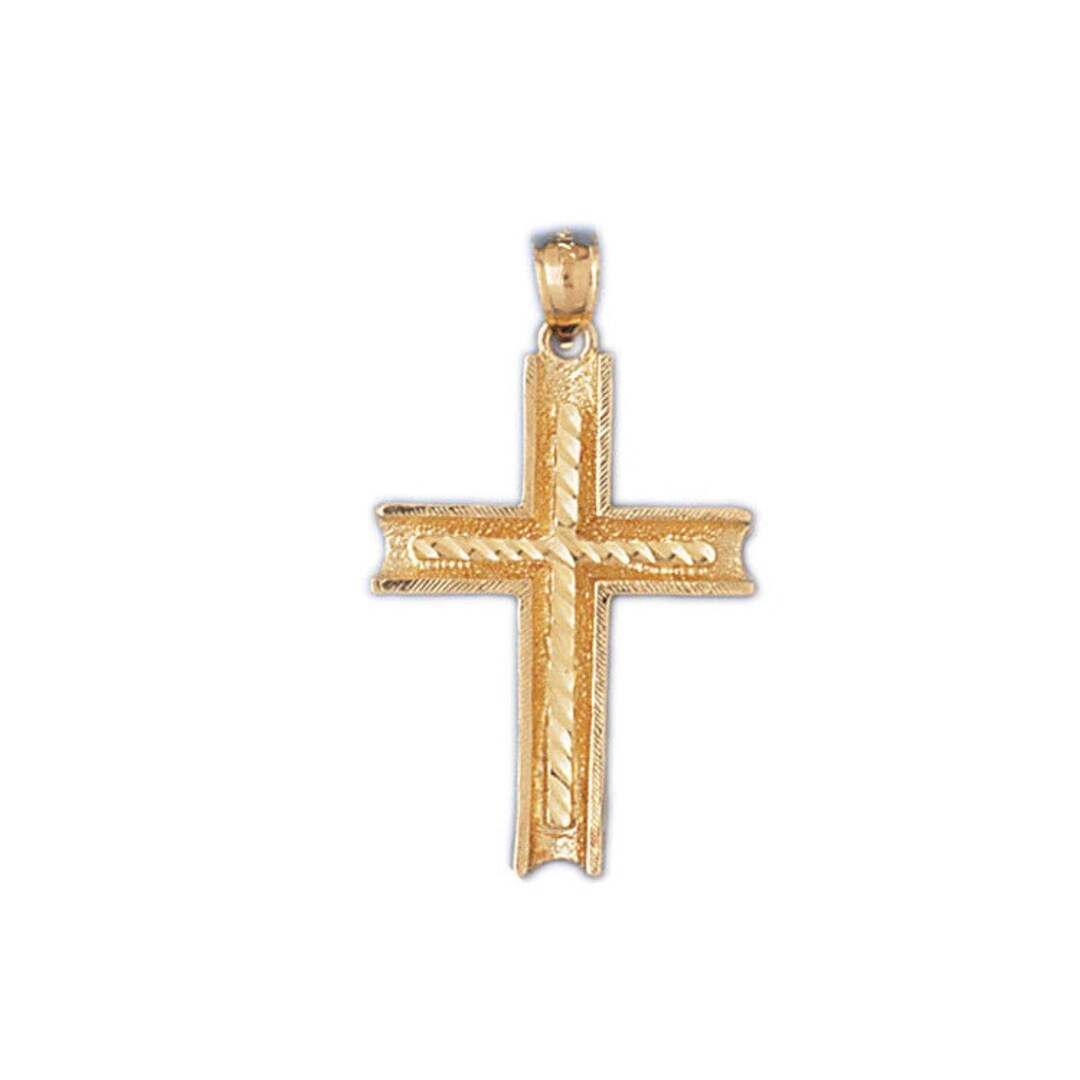 14k Solid Gold Cross Pendant Religious Pendant Necklace Charm - Etsy