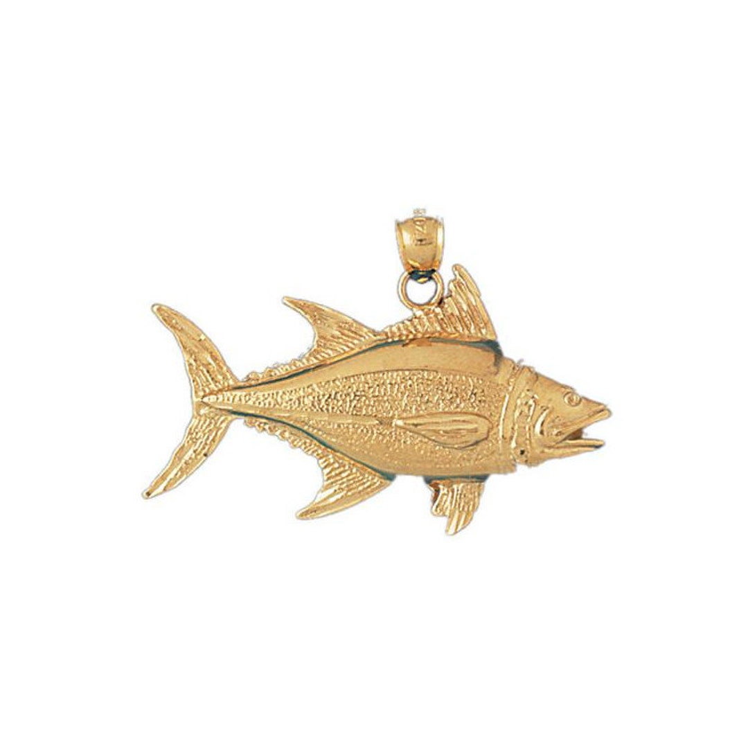14k Solid Yellow Gold Tuna Nautical Charm Fish Pendant - Etsy