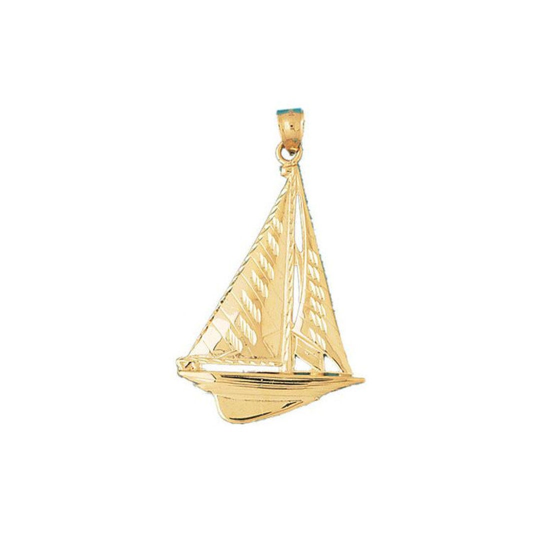 14k Yellow Gold Sailboat Charm Nautical Pendant Gift - Etsy