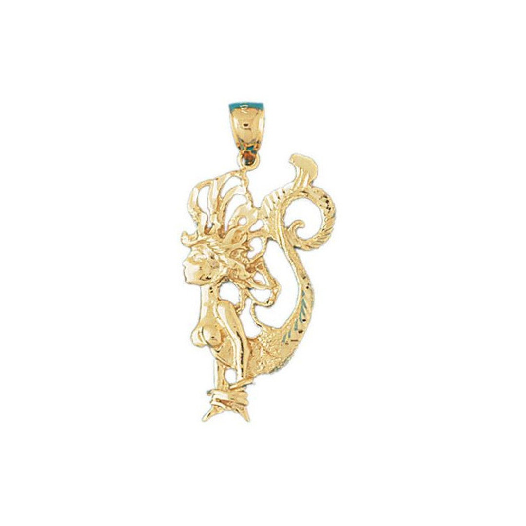 14k Solid Yellow Gold Mermaid Nautical Charm Fish Pendant - Etsy