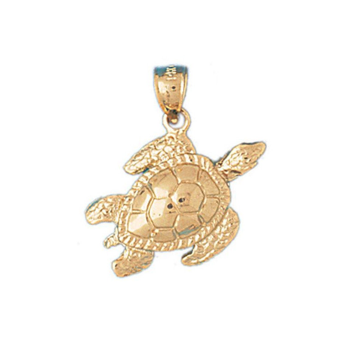 14k Solid Yellow Gold Turtle Pendant Nautical Charm | Etsy