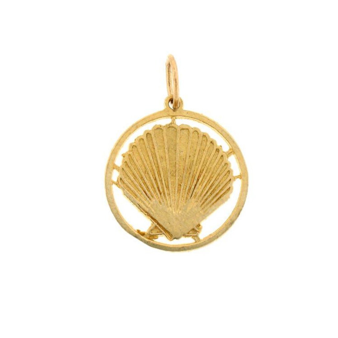 14k Yellow Gold Shell Nautical Charm Pendant - Etsy