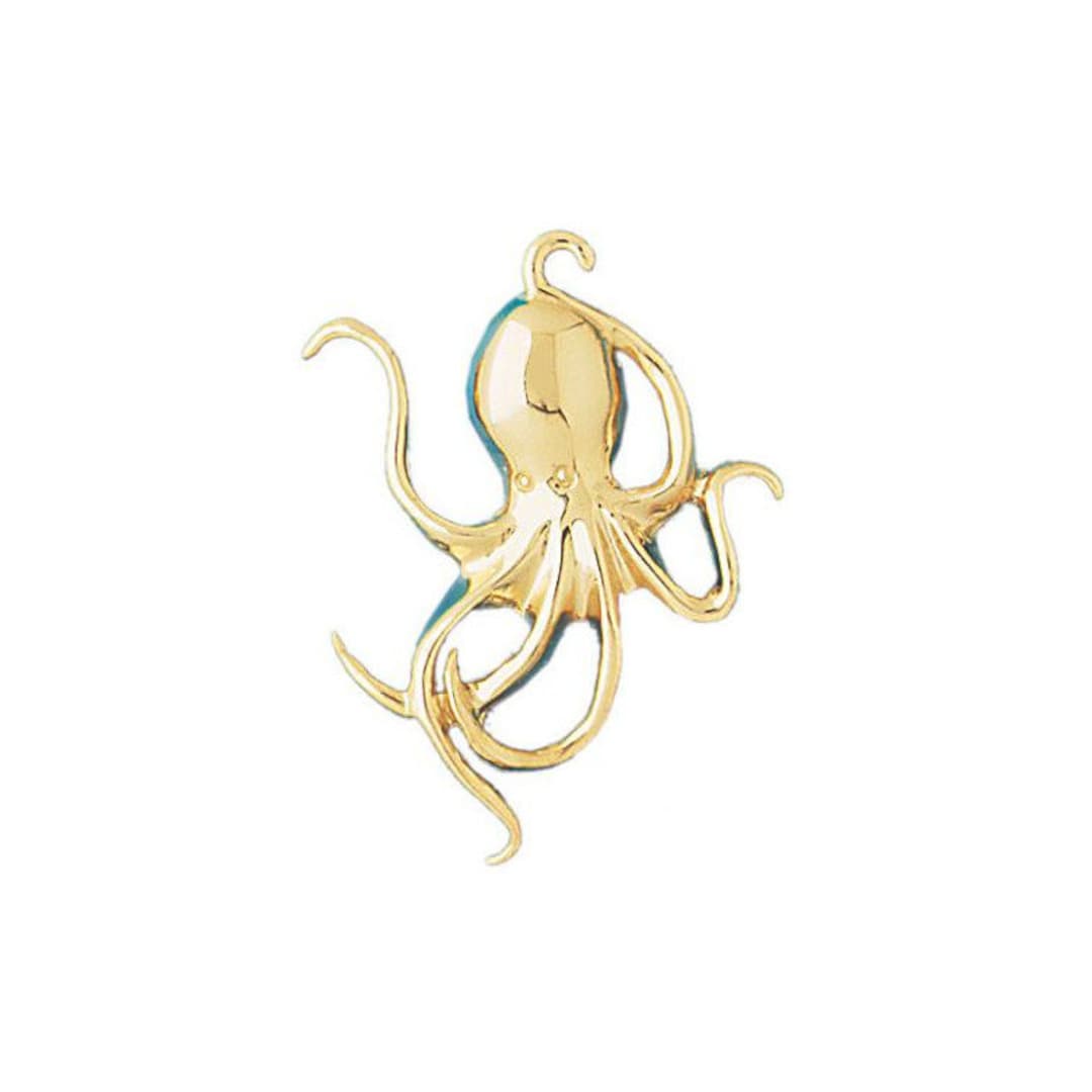 14k Solid Yellow Gold Octopus Nautical Charm Fish Pendant - Etsy