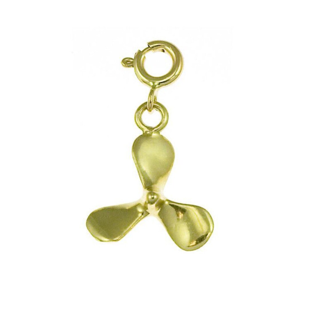 14k Solid Yellow Gold Gold Boat Propeller Charm Nautical Pendant Gift ...