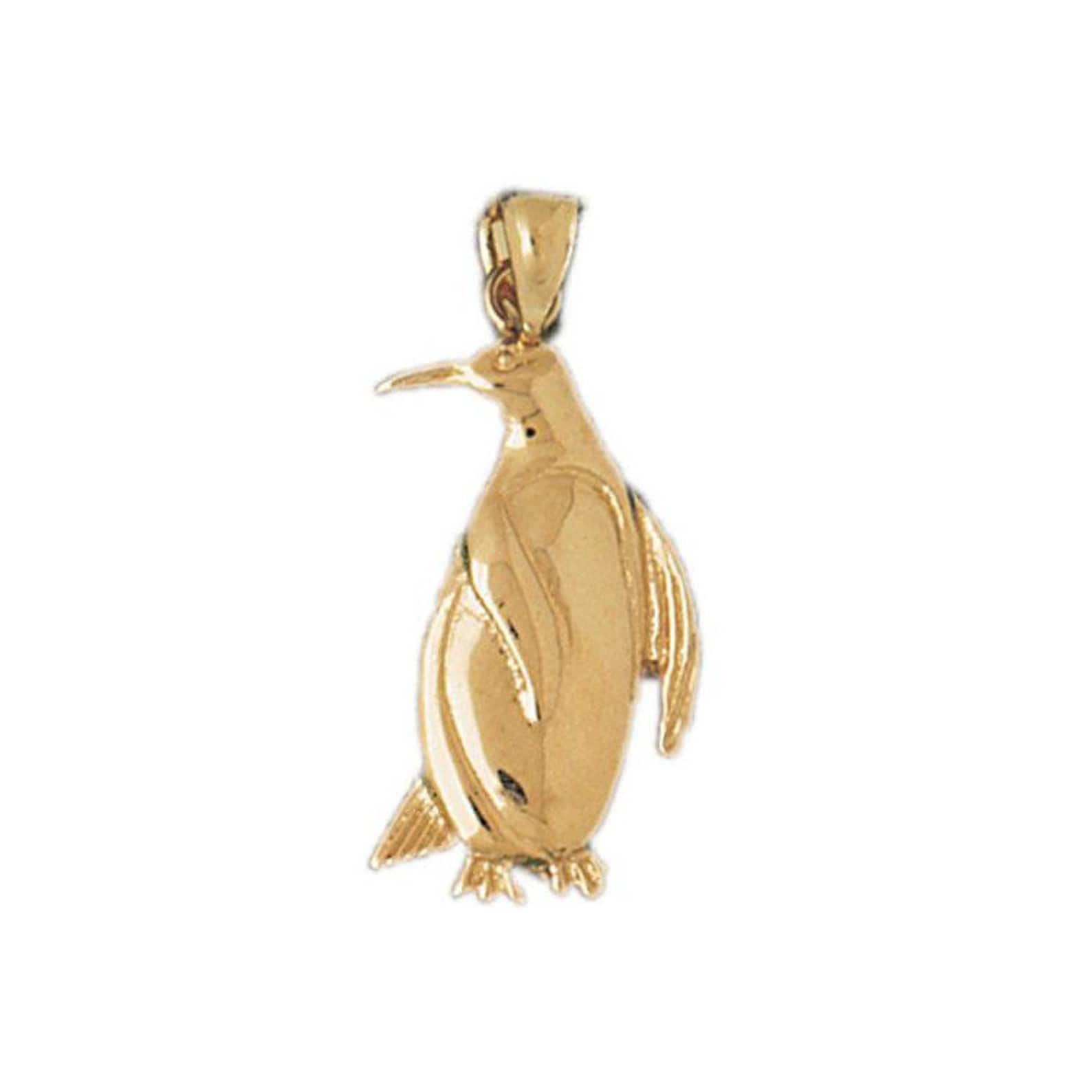 14k Solid Yellow Gold Penguin Charm Animal Pendant | Etsy