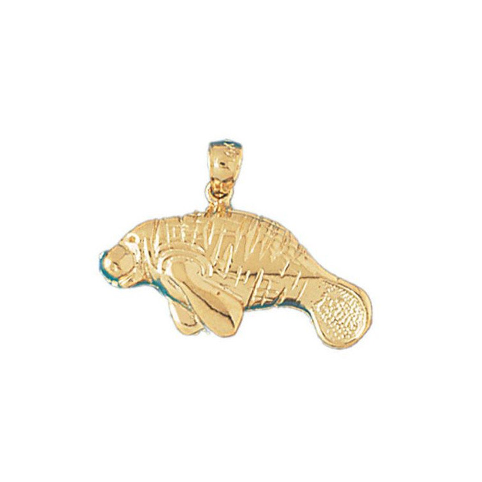 14k Solid Yellow Gold Manatee Nautical Charm Pendant | Etsy