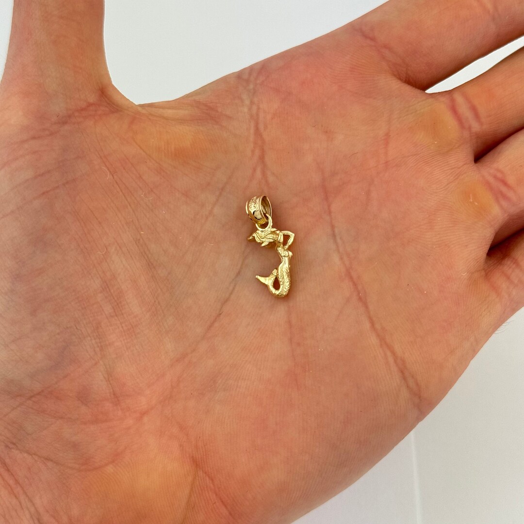 14k Solid Yellow Gold Mermaid Nautical Charm Fish Pendant - Etsy