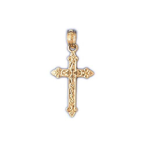 Yellow Gold Crucifix Traditional Tri-Color Cross Pendant In 14k Gold ...