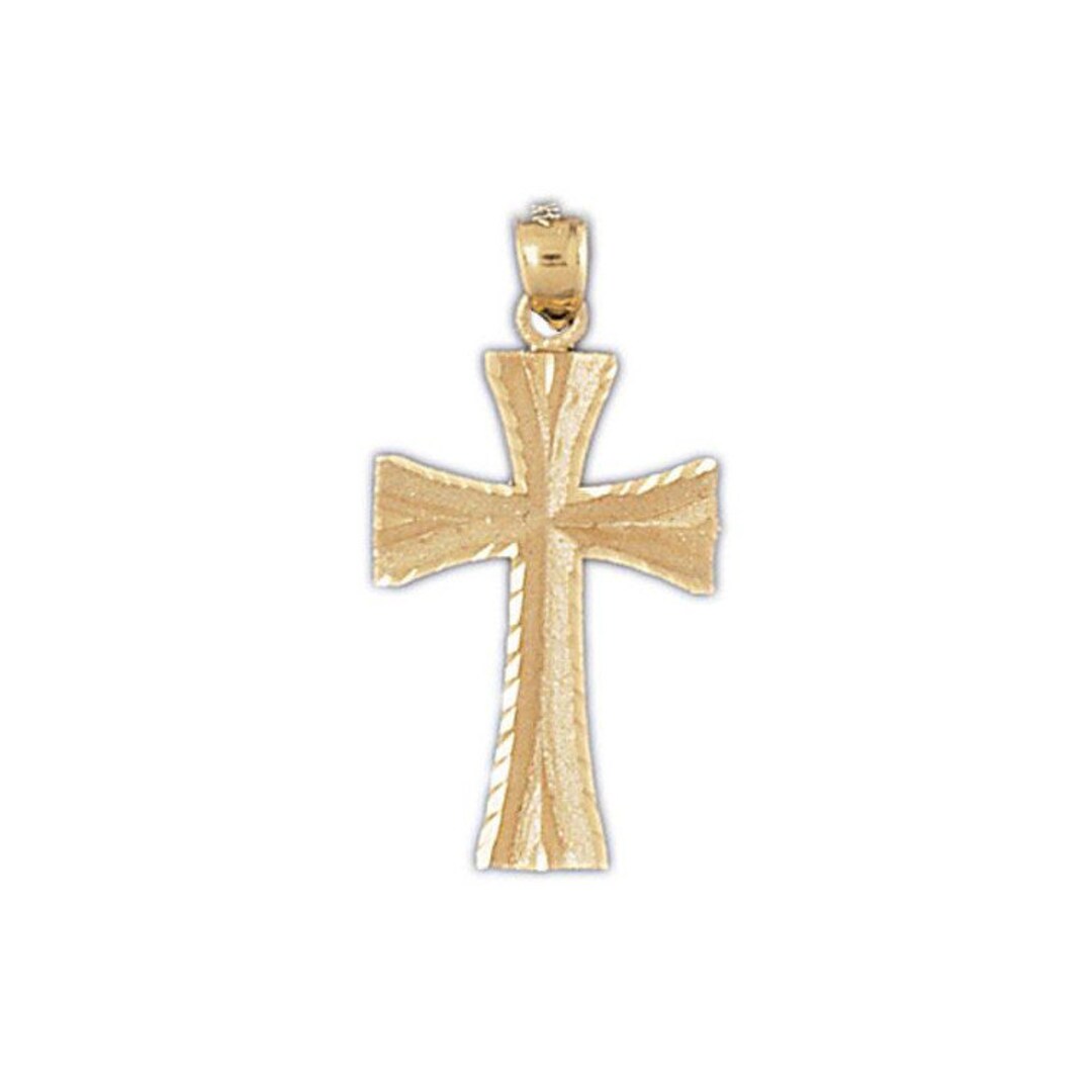 14k Solid Gold Cross Pendant Religious Pendant Necklace Charm - Etsy