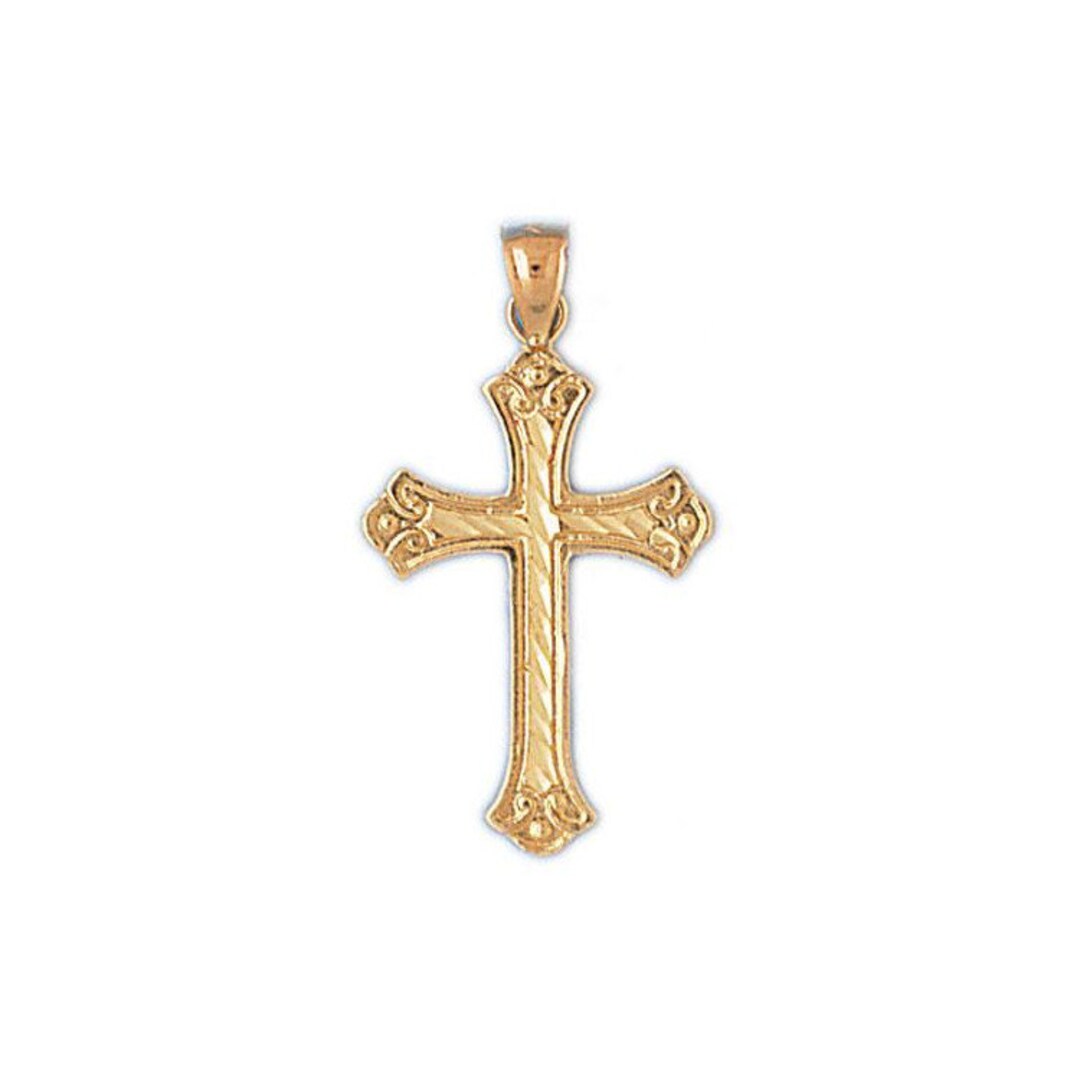 14k Solid Gold Cross Pendant Religious Pendant Necklace Charm - Etsy