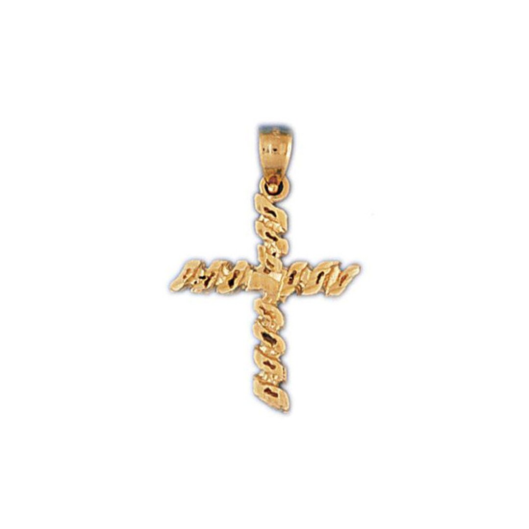 14k Solid Gold Cross Pendant Religious Pendant Necklace Charm - Etsy