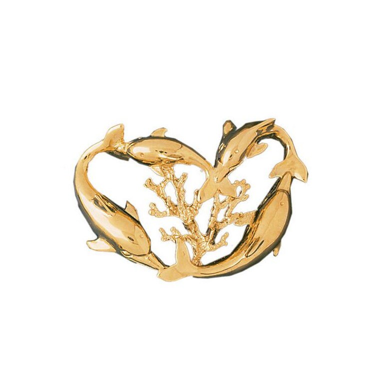 14k Solid Yellow Gold Dolphins Nautical Charm Slide - Etsy