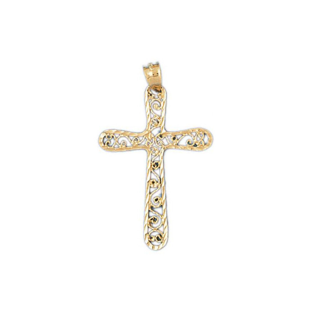 14k Solid Gold Cross Pendant Religious Pendant Necklace Charm - Etsy