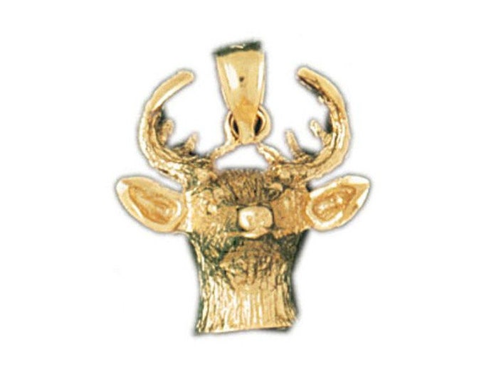 14k Solid Yellow Gold Deer Charm Animal Elk Pendant - Etsy