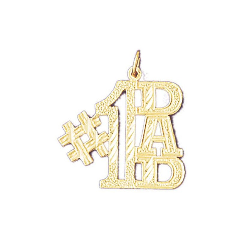 14k Solid Gold 1 Dad Pendant Charm Father's Day Birthday Gift - Etsy