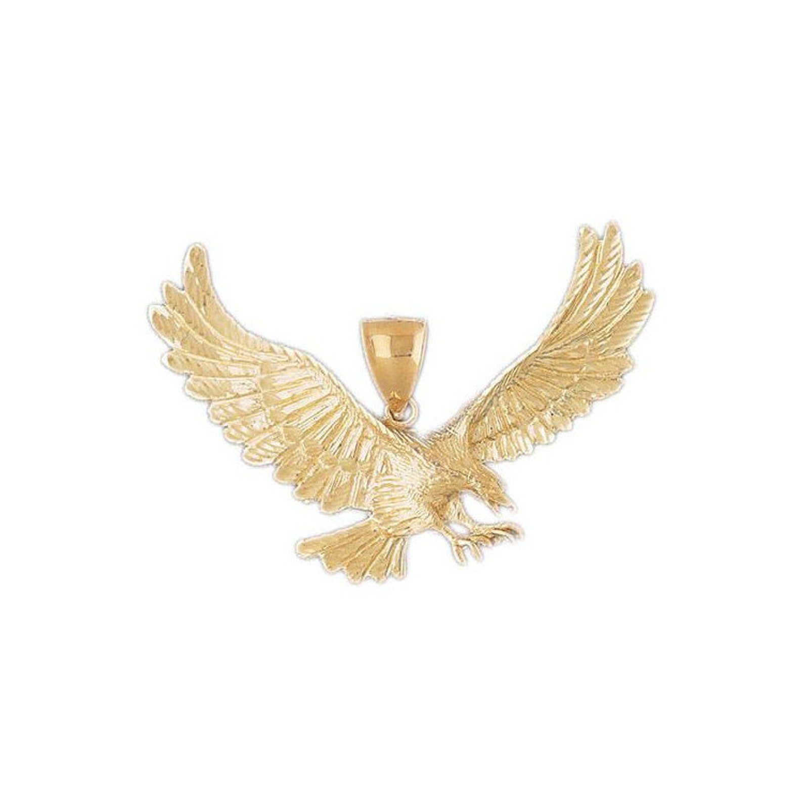 14k Solid Yellow Gold Eagle Charm Animal Bird Pendant - Etsy