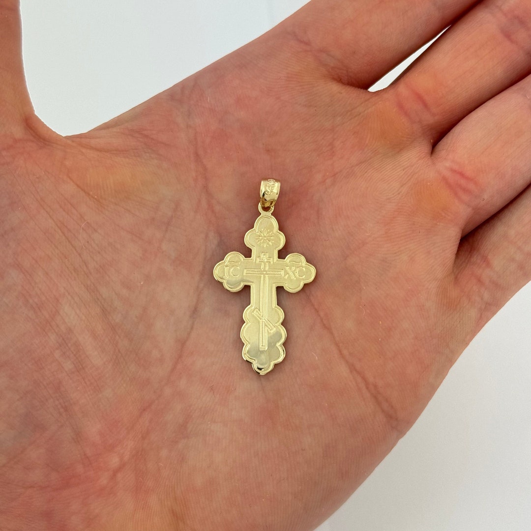 14k Solid Gold Cross Pendant Religious Pendant Necklace Charm - Etsy