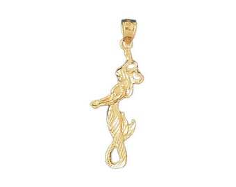 14k Solid Yellow Gold Mermaid Nautical Charm Fish Pendant - Etsy