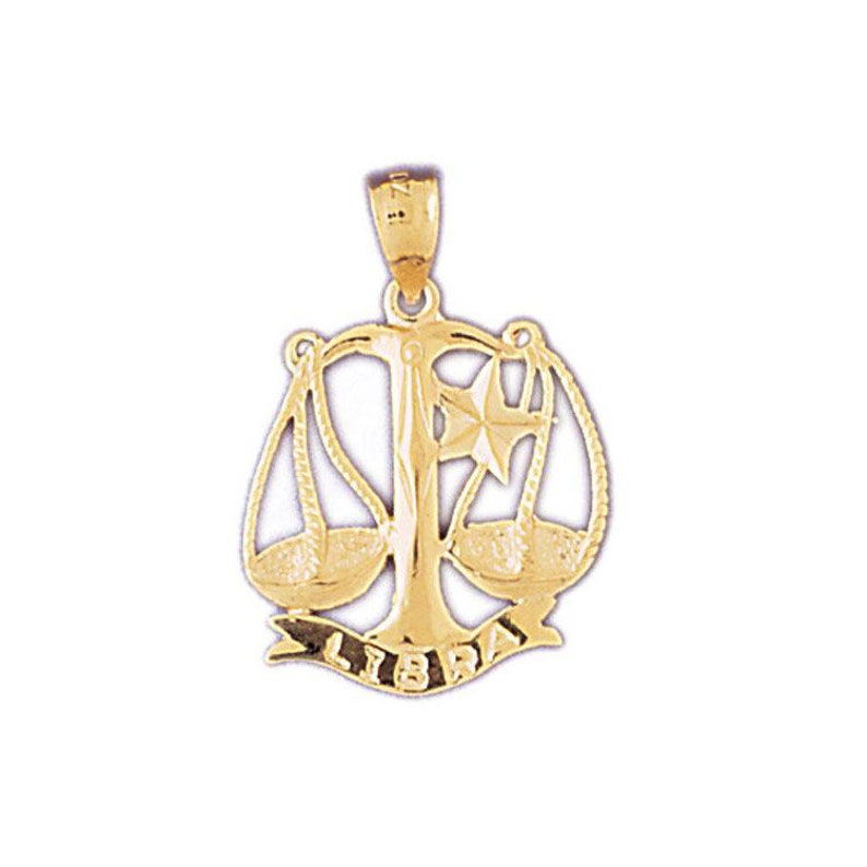 Handmade Zodiac Charm Necklace 9ct Yellow Gold Libra Scales Pendant ...
