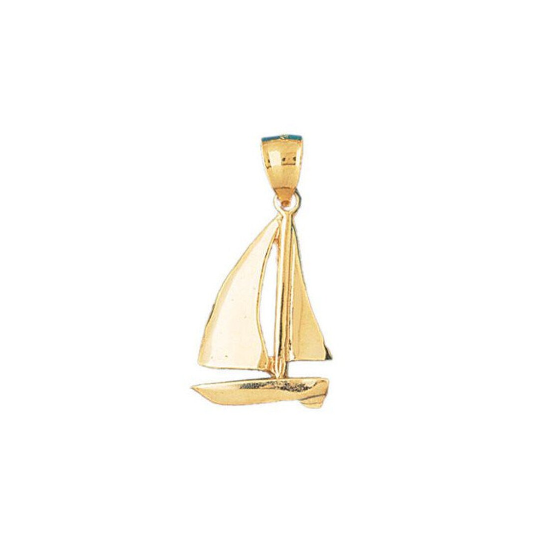 14k Yellow Gold Sailboat Charm Nautical Pendant Gift - Etsy