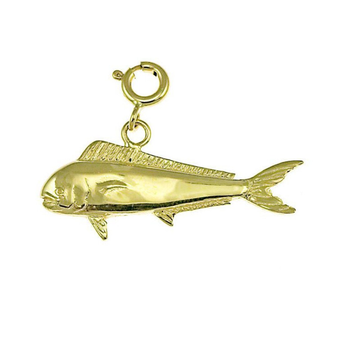 14k Solid Yellow Gold Mahi Mahi Nautical Charm Fish Pendant - Etsy