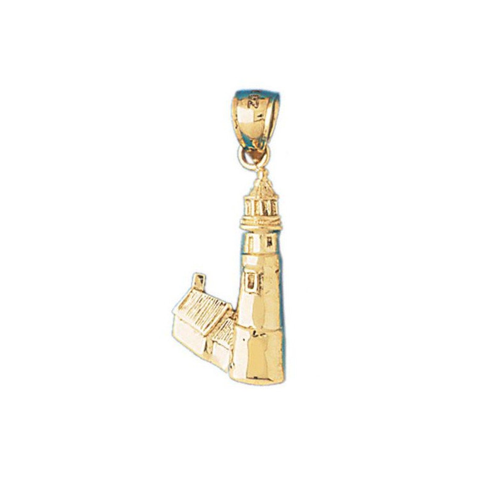 14k Yellow Gold Lighthouse Nautical Charm Solid Gold Pendant - Etsy