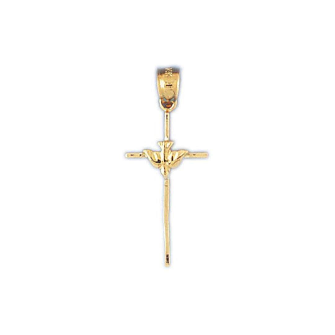 14k Solid Gold Cross Pendant Religious Pendant Necklace Charm - Etsy
