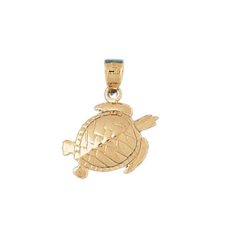 14k Solid Yellow Gold Turtle Pendant Nautical Charm - Etsy