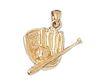 14k Solid Yellow Gold Baseball Charm Sports Pendant Baseball | Etsy