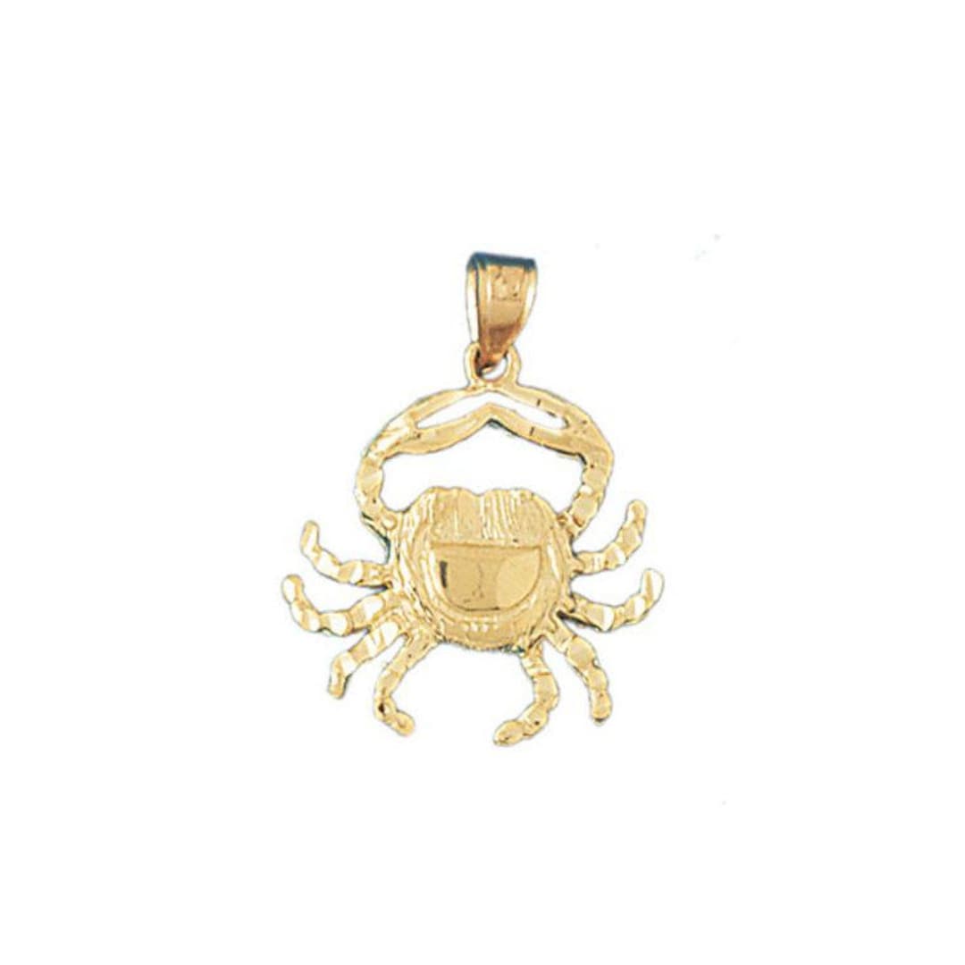 14k Solid Yellow Gold Crab Pendant Nautical Charm - Etsy