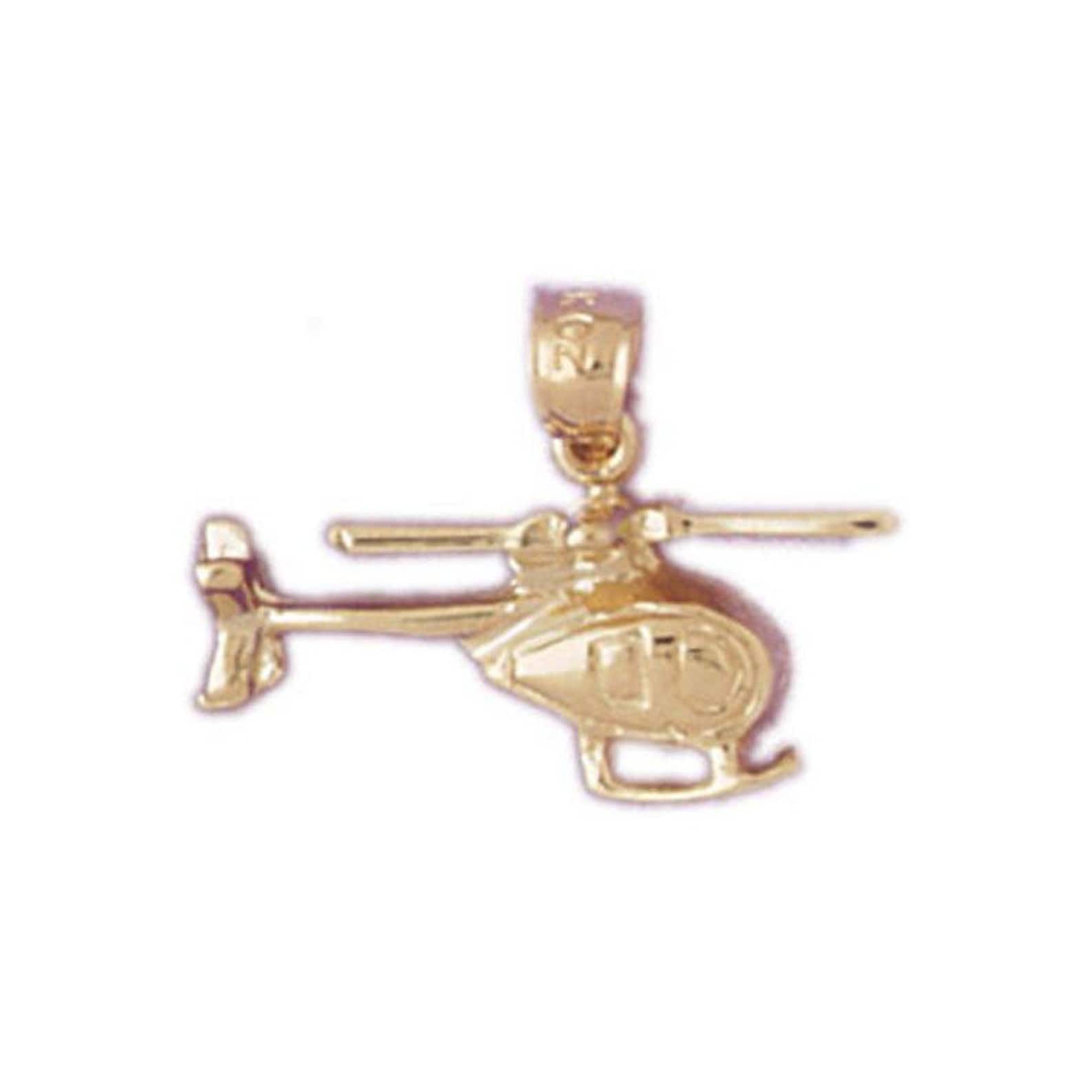 14k Solid Yellow Gold Helicopter Charm Military Army Pendant Gift - Etsy