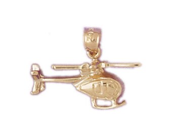 14k Solid Yellow Gold Helicopter Charm Military Army Pendant | Etsy