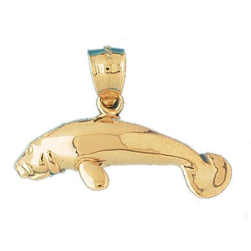 14k Solid Yellow Gold Manatee Nautical Charm Pendant - Etsy