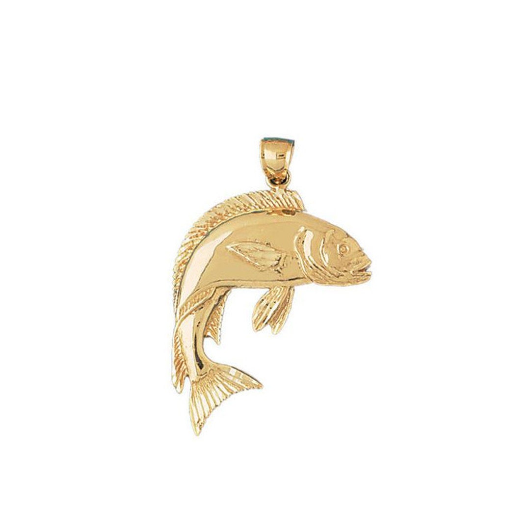 14k Solid Yellow Gold Mahi Mahi Nautical Charm Fish Pendant - Etsy