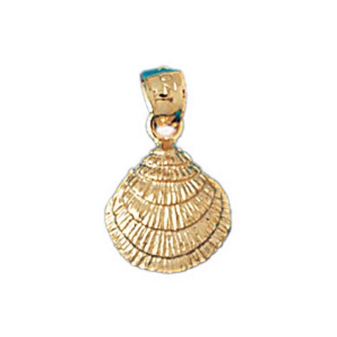 14k Yellow Gold Shell Nautical Charm Pendant - Etsy