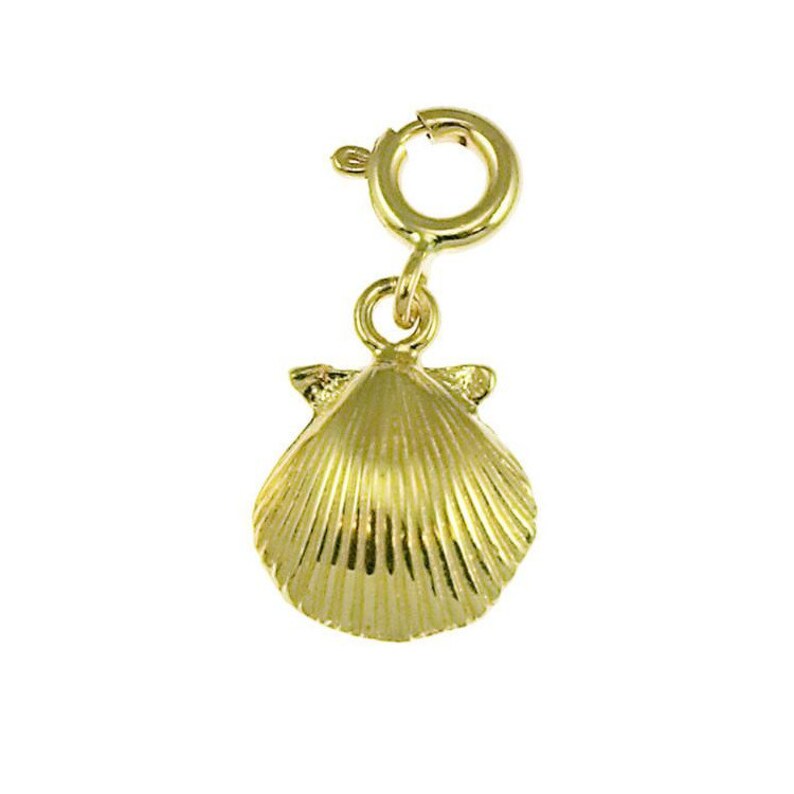 14k Yellow Gold Shell Nautical Charm Pendant | Etsy