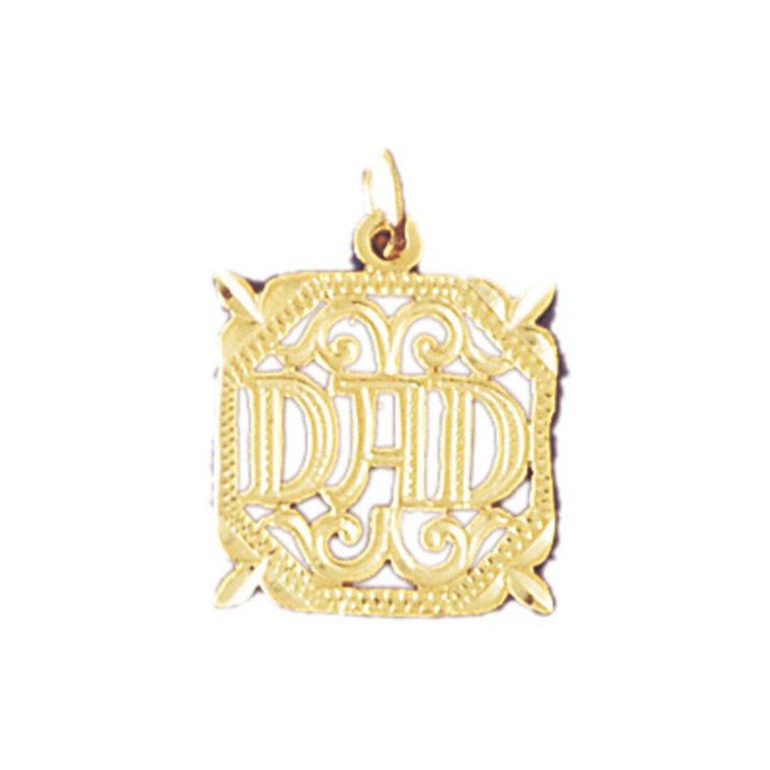 14k Solid Gold Dad Pendant Charm - Father's Day Birthday Gift - Etsy