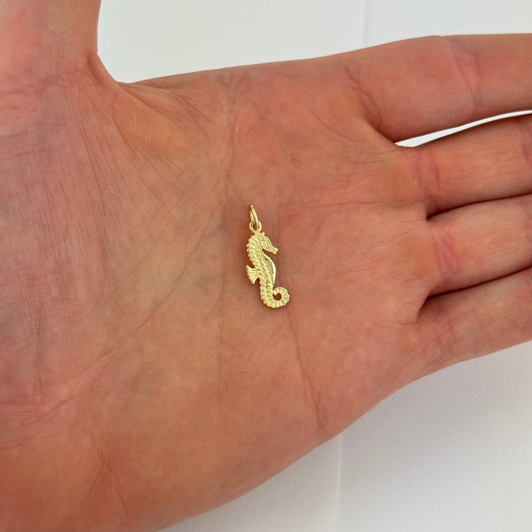 14k Gold Seahorse Pendant Nautical Charm - Etsy