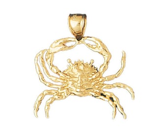 14k Yellow Gold Chesapeake Bay Crab Charm/pendant With Diamonds 0.02ct ...