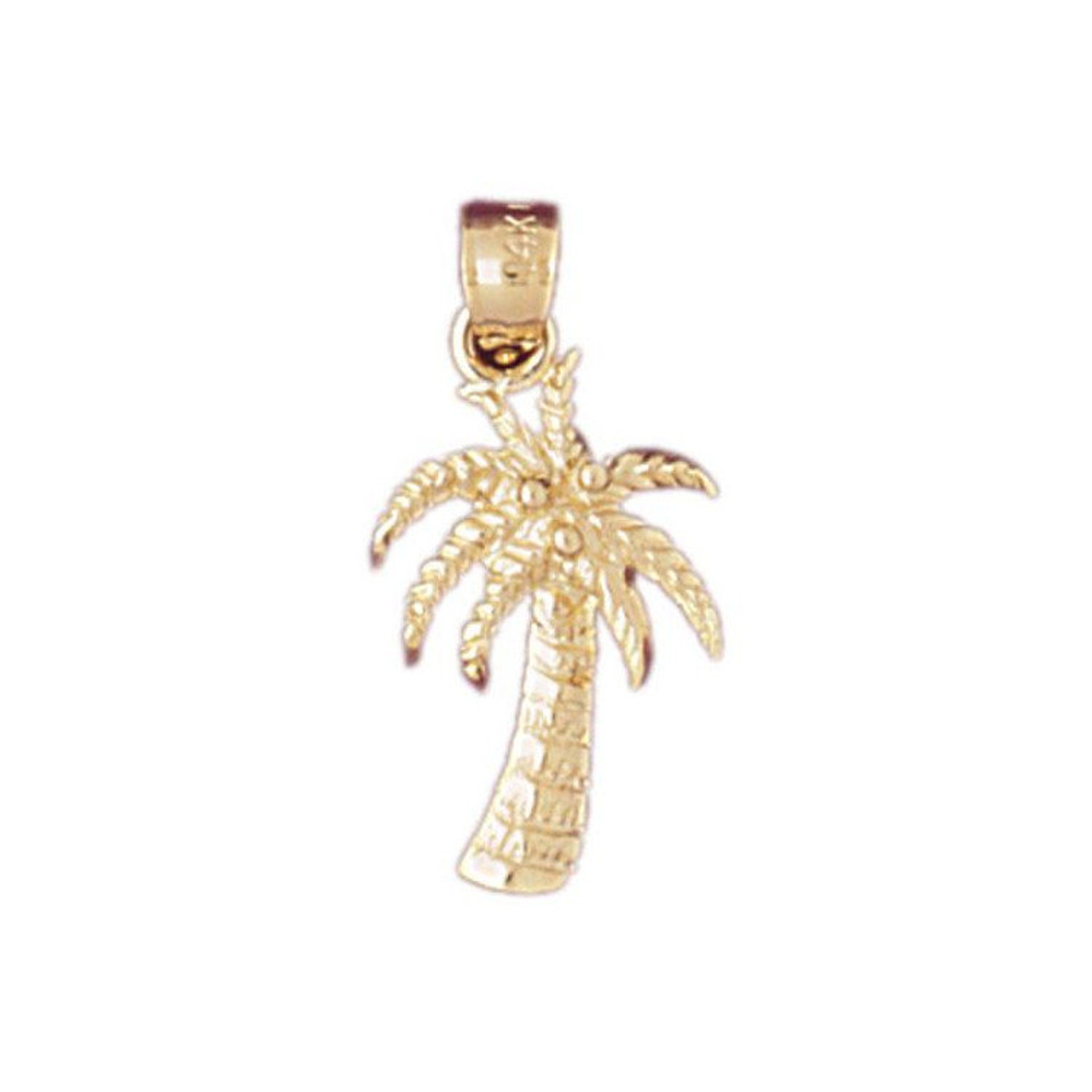 14k Yellow Gold Palm Tree Pendant Small Charm Gift - Etsy