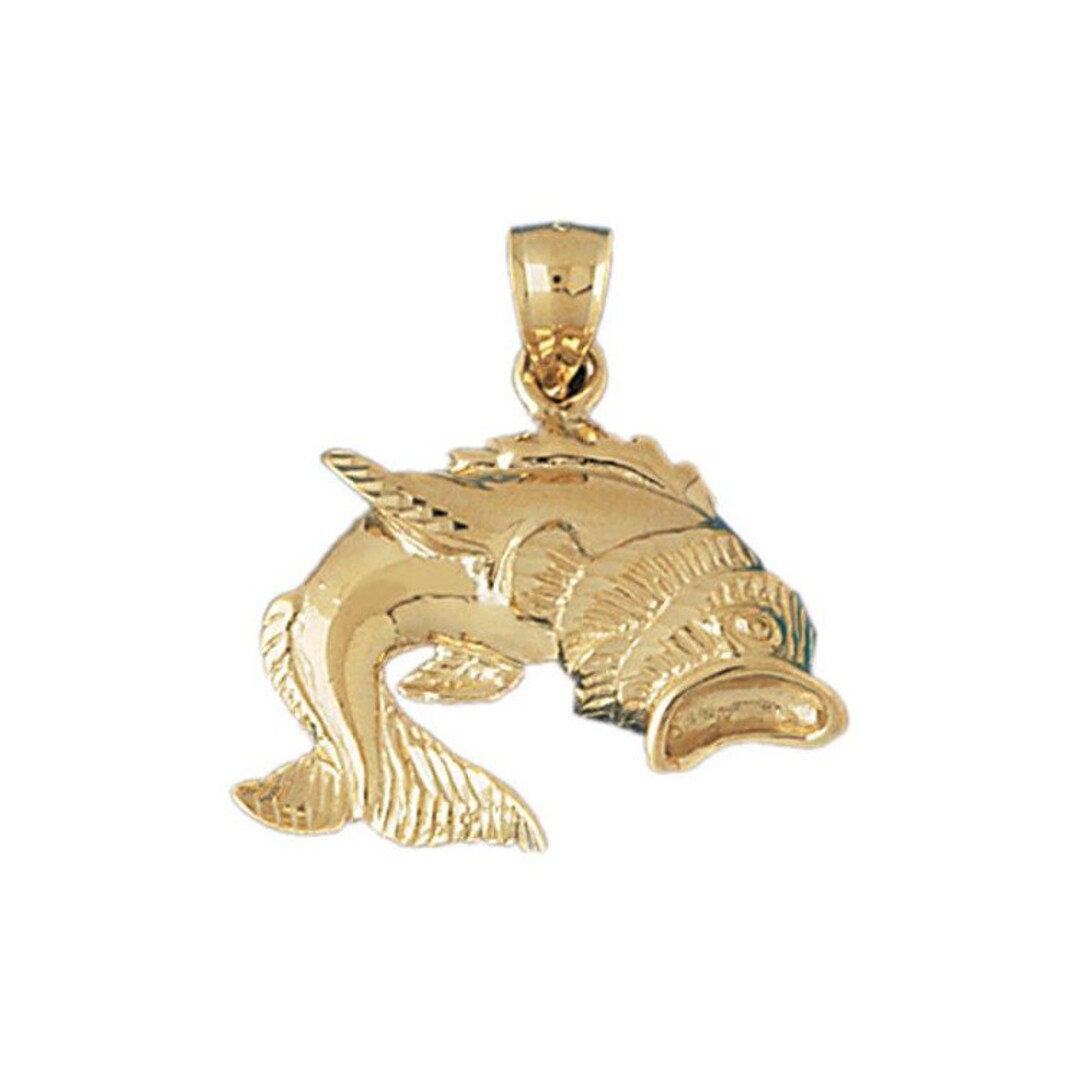 14k Solid Yellow Gold Goldfish Nautical Charm Fish Pendant - Etsy